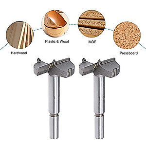 ASNOMY 5PCS Large Size Forstner Drill Bit Boring Woodworking Hole Saw Set, 40/45/50/60/70mm Carbide Steel Hinge Cutter Tool Kits for Wood Plastic Plywood(Large Size)