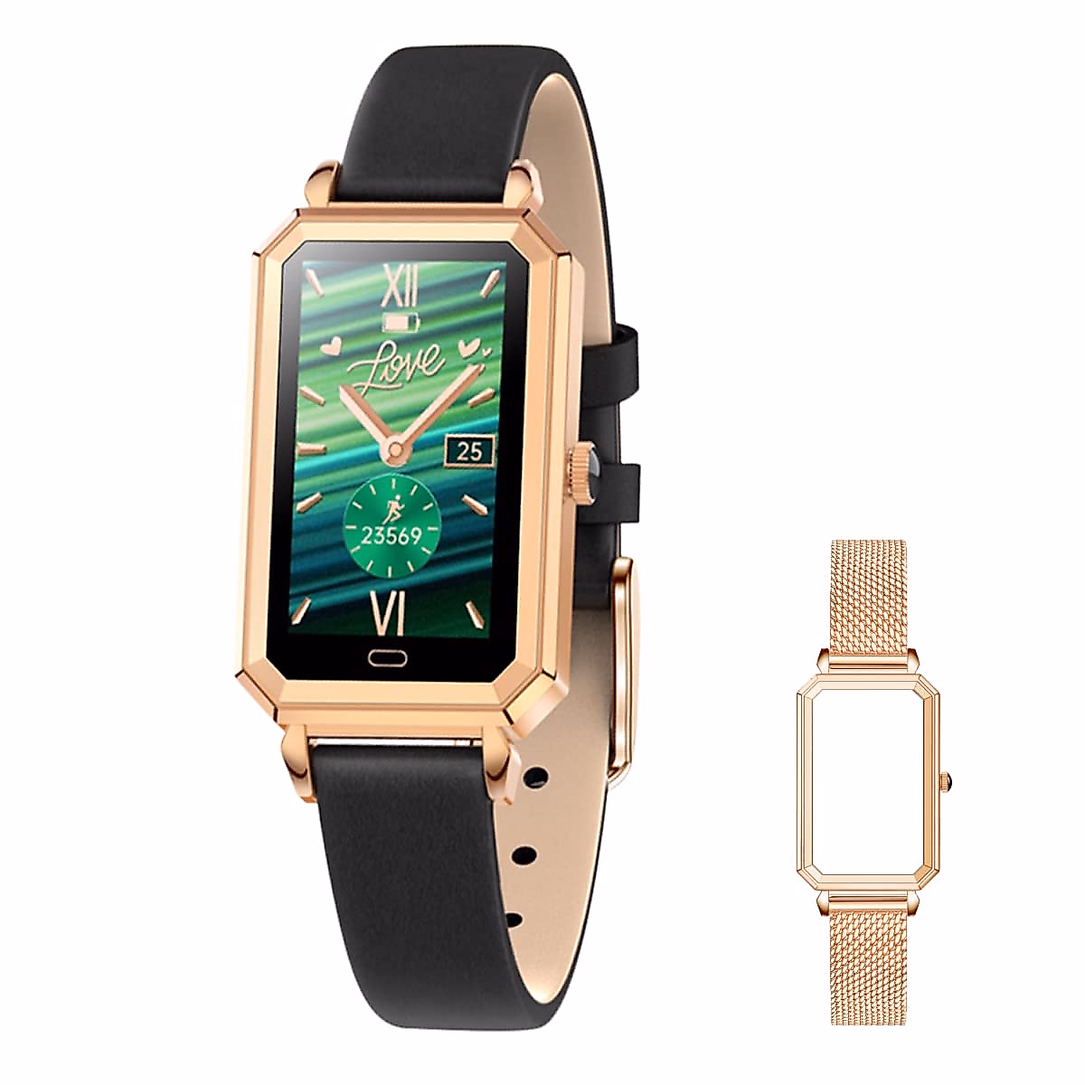 Smart Watch for Women, Waterproof Ladies Fitness Traker Blood Pressure Heart Rate Blood Oxygen Sleep Monitor Message Notification Sport Pedometer, Girls Bracelet Smartwatch for iOS Android (Black)