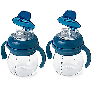 OXO Tot Transitions Soft Spout Sippy Cup with Removable Handles, Navy, 6 Ounce (2 Pack)