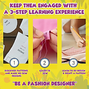 Fashion Designer Kits for Girls & Boys Ages 8+ Learn To Use Draft & Re-Design Patterns, Sew & Be A Fashion Designer For The 8.5 In. Mannequin. Top Gifts For 9 Year Old Girls, Children's Sewing Kits
