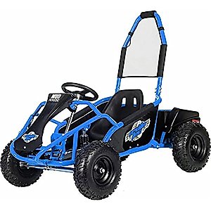 MotoTec Mud Monster Kids Electric 48v 1000w Go Kart Full Suspension Blue