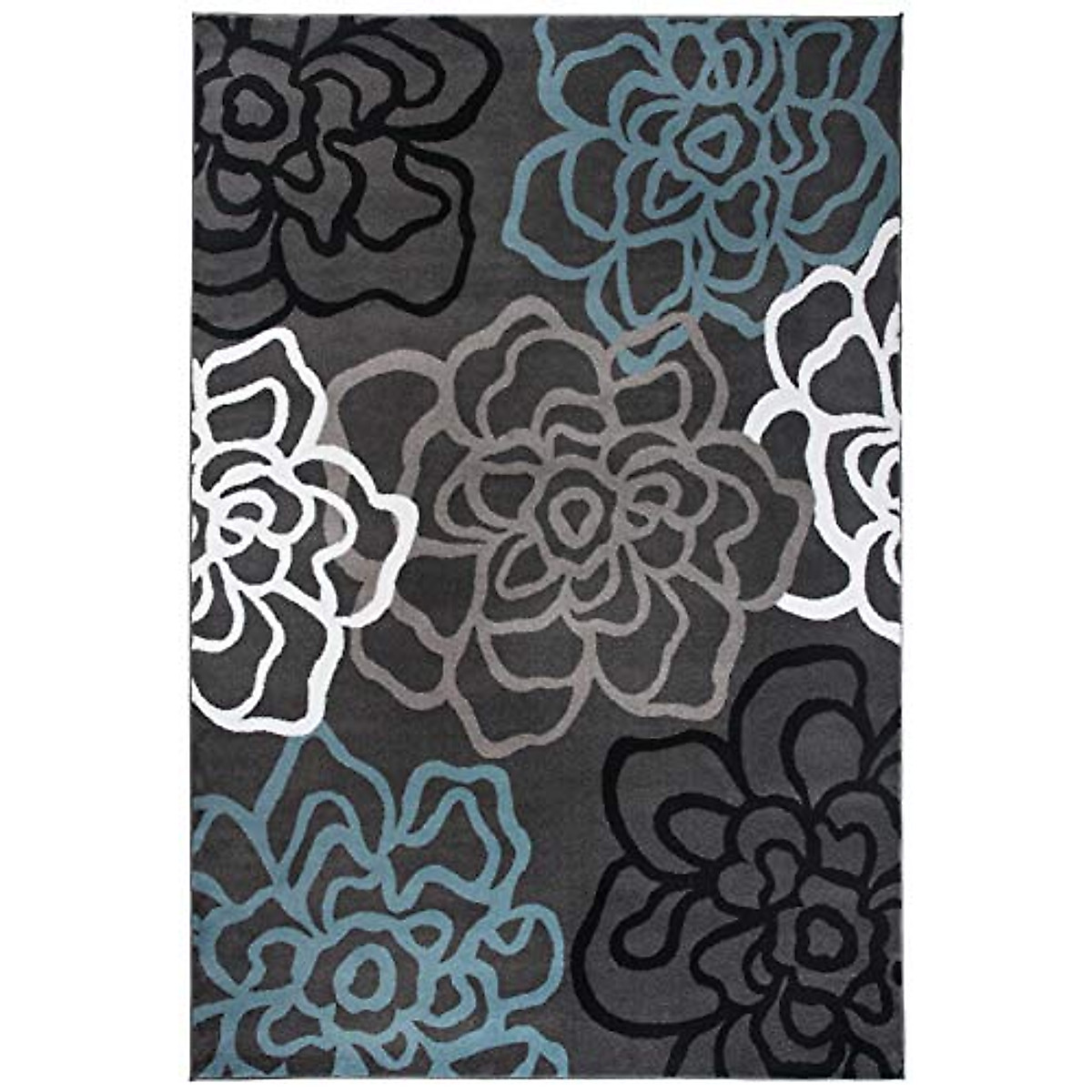 Rugshop Contemporary Modern Floral Abstract Flowers Easy Maintenance for Home Office, Living Room, Bedroom, Kitchen Soft Area Rug 7'10" x 10'2" Gray