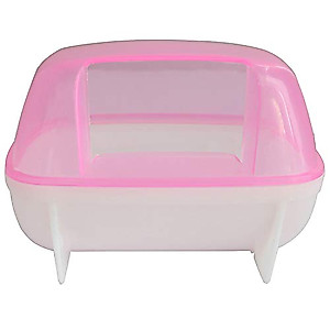 LQ Industrial Hamster Sand Bathroom Pink Plastic Sand Bathroom Bath Pool Cleaning Tool for Chinchilla Ferret Hamster