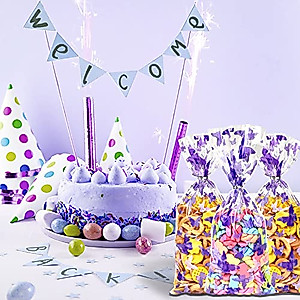 Bnsikun 100pcs Butterfly Cellophane Bags Purple Cellophane Treat Bags Butterfly Goody Bag Candy Favor Bags for Baby Shower Butterfly Birthday Party Supplies