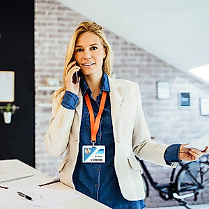 Cobee Hard 2 Card Badge Holder,2 Pieces Heavy Duty ID Card Protector Clear Acrylic Badge Holder with Thumb Hole Plastic Badge Protector Case for Driver Licenses Passes Office School(Horizontal)