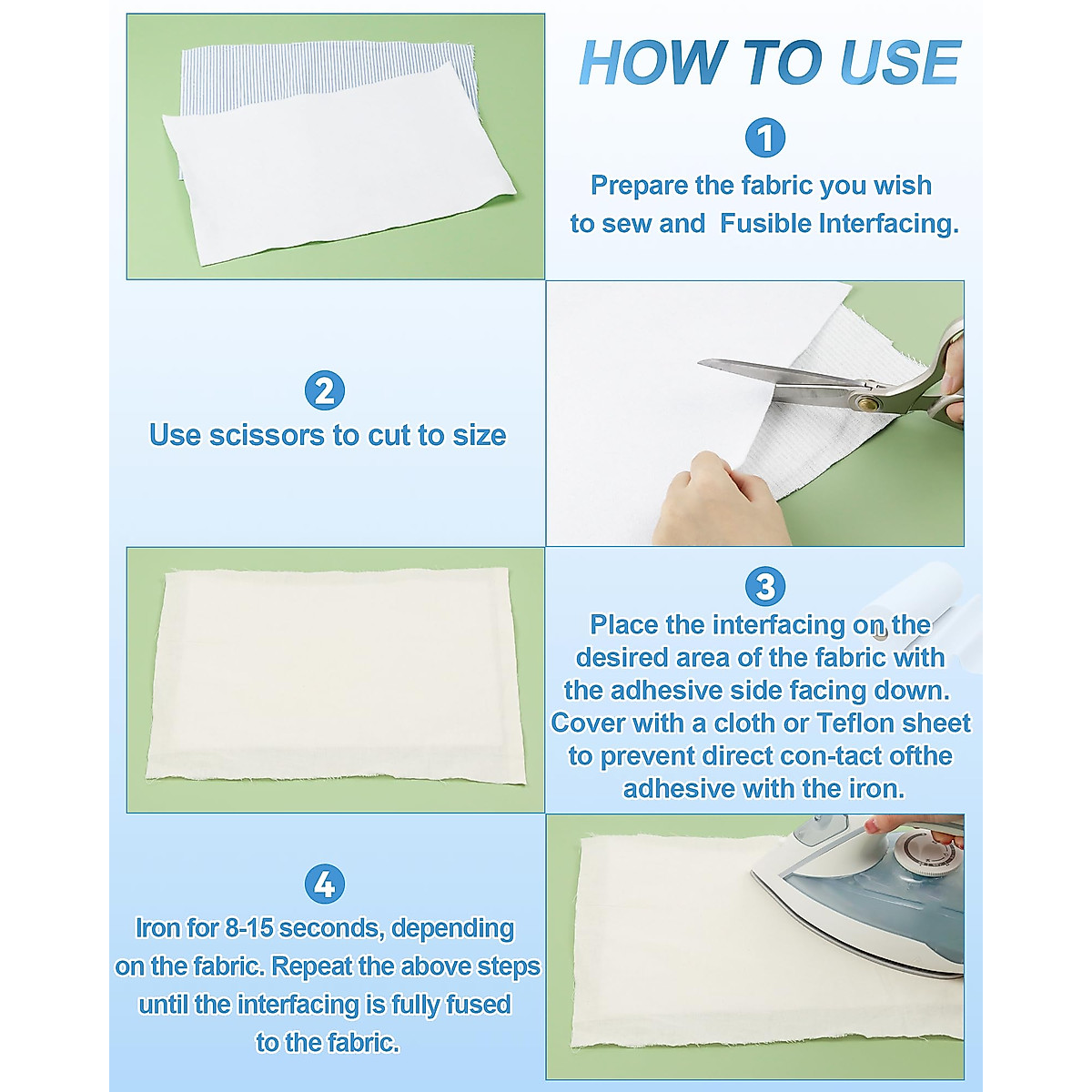 PLANTIONAL Iron-On Fusible Fleece Interfacing: 11.8 Inches x 10 Yards Medium Weight One-Sided Loft Iron On Fusible Fleece White for Quilting Tote Bags and Home Decor