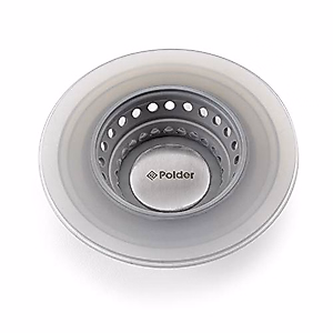 Polder Pop-Up Sink Strainer and Stopper, Silicone Sink Stopper, Kitchen and Bathroom Sink Stopper and Strainer, Kitchen Sink Accessories, Dishwasher-Safe, 4.5" Diameter, Gray