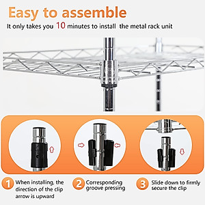 FDW 6 Tier Wire Shelving 17L x 12W x 64H Pantry Shelves Storage Rack Shelving Units Adjustable Metal Shelves for Kitchen Commercial Garage Small Places,Chrome