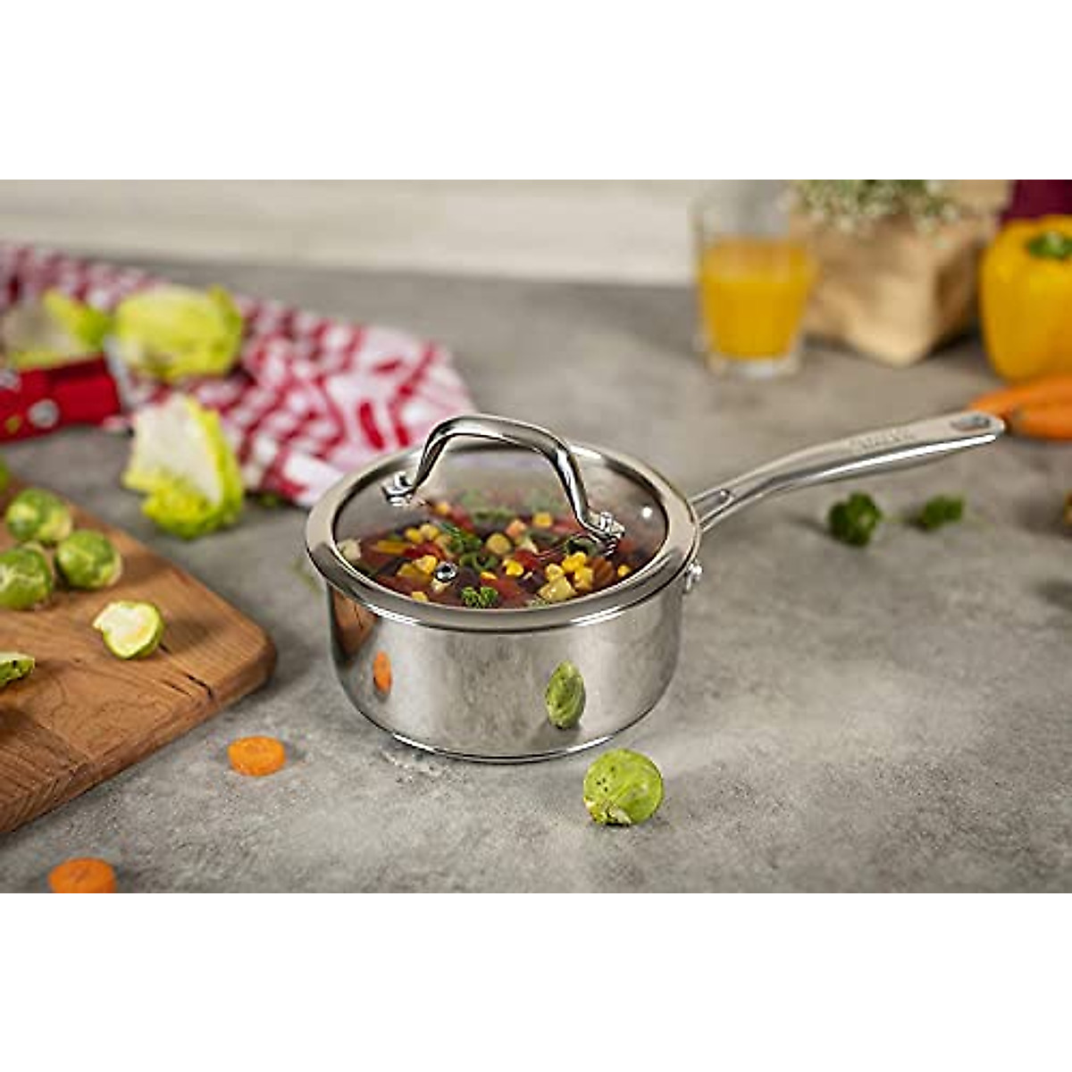 KUHN RIKON Allround 2-Piece Casserole Pot and Saucepan Set, Stainless Steel