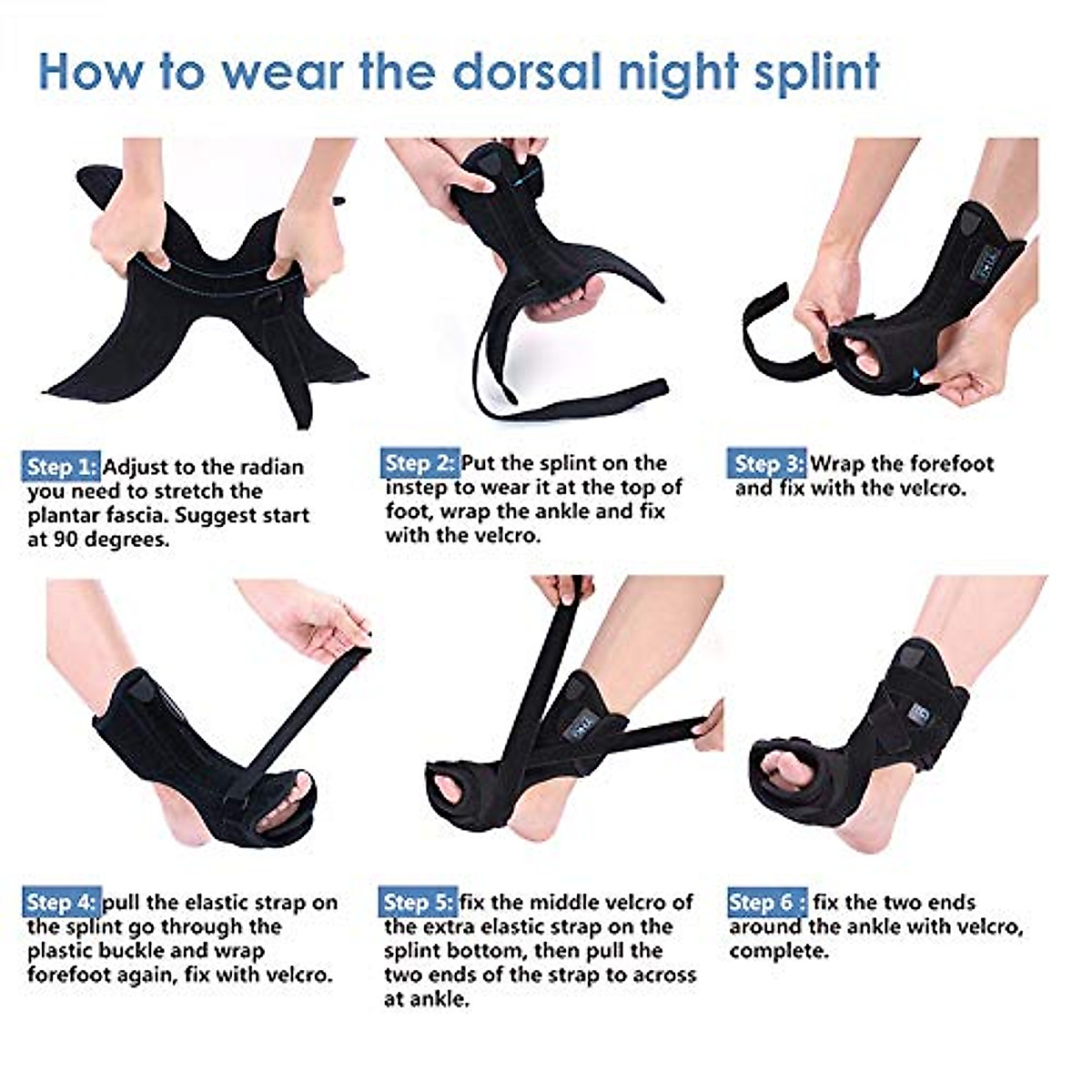 Night Splints for Plantar Fasciitis Dorsal Night Splint Foot Orthosis Stabilizer Foot Drop Ankle Splint Support Spiky Massage Ball