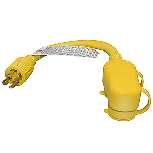 JORINDO 0.3M/1FT NEMA L14-30P to TT-30+L5-30R RV Generator Adapter Cord,NEMA L14-30P Male to TT-30 Female，L14-30P 4-Prong to L5-30R 3 Holes Power Plug Power Conversion line，30amp to 30amp
