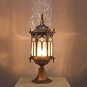 WYBFZTT-188 E27 Retro Industrial Column Lamp, Outdoor Landscape Post Lamp Gate Waterproof Courtyard Lamp, Pillar Caplights Home Garden Courtyard Column Headlight