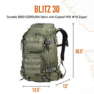 Mystery Ranch Blitz 30 Backpack - Tactical Daypack Molle Hiking Packs, 30L, L/XL,Forest