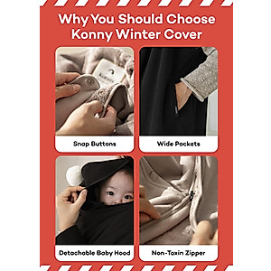 Konny Baby Carrier Winter Cover, Maternity Baby Carrier Hoodie, Women's Fleece Jacket, Maternity Coat, Nursing Hoodie Vest (Charcoal, Free Size)