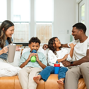 BrüMate Leap 12oz 100% Leakproof Kids Tumbler with Handle and Silicone Soft Straw | Drop Resistant Silicone Sleeve | For Kids 4+ | Insulated Stainless Steel | Cup Holder Friendly | 12oz (Neon Pink)