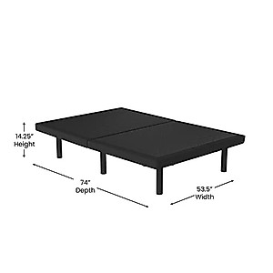 Flash Furniture Selene Adjustable Bed Base-Black Anti-Skid Upholstery-Height Adjustable Legs-Programmable Wireless Remote-Independent Head/Foot Incline-Full