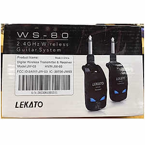 LEKATO Wireless Guitar System 2.4Ghz Audio Wireless Transmitter Receiver with 4 Channels for Electric Guitar and Bass Rechargeable Guitar Wireless Transmitter and Receiver for Electric Instruments