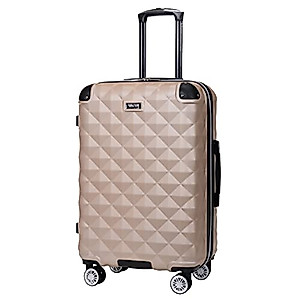 Kenneth Cole REACTION Diamond Tower Collection Lightweight Hardside Expandable 8-Wheel Spinner Travel Luggage, Rose Champagne, 24-Inch Checked