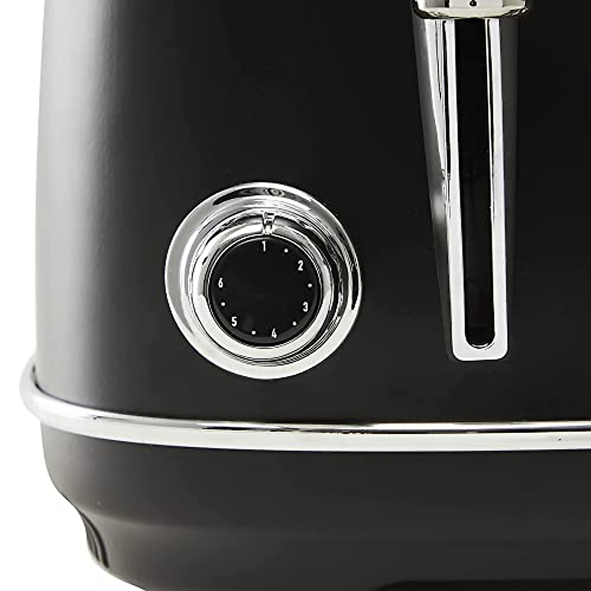 Haden Heritage 4-Slice Wide Slot Retro Toaster with Automatic Self-Center, Adjustable Settings, Reheat/Defrost, & Removable Crumb Tray, Black/Chrome