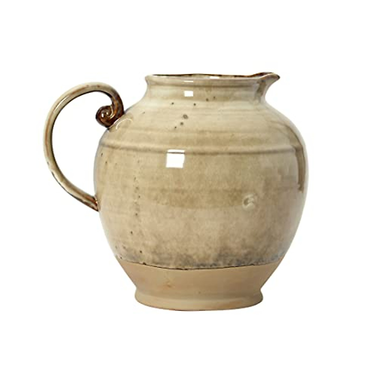 Creative Co-Op Stoneware, Reactive Glaze Pitcher, 8" L x 7" W x 7" H, Greige