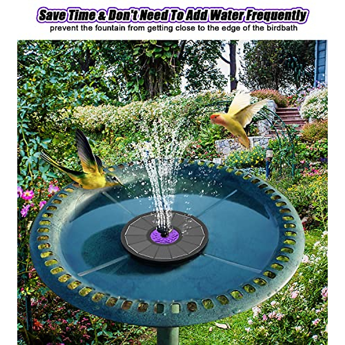 SZMP Solar Fountain 3.5W Bird Bath Fountains with Flower 2024 Upgraded Glass Panel, Solar Powered Water Fountain with 7 Nozzle & 4 Fixer, Solar Fountain Pump for Bird Bath, Garden, Pond, Pool (Black)