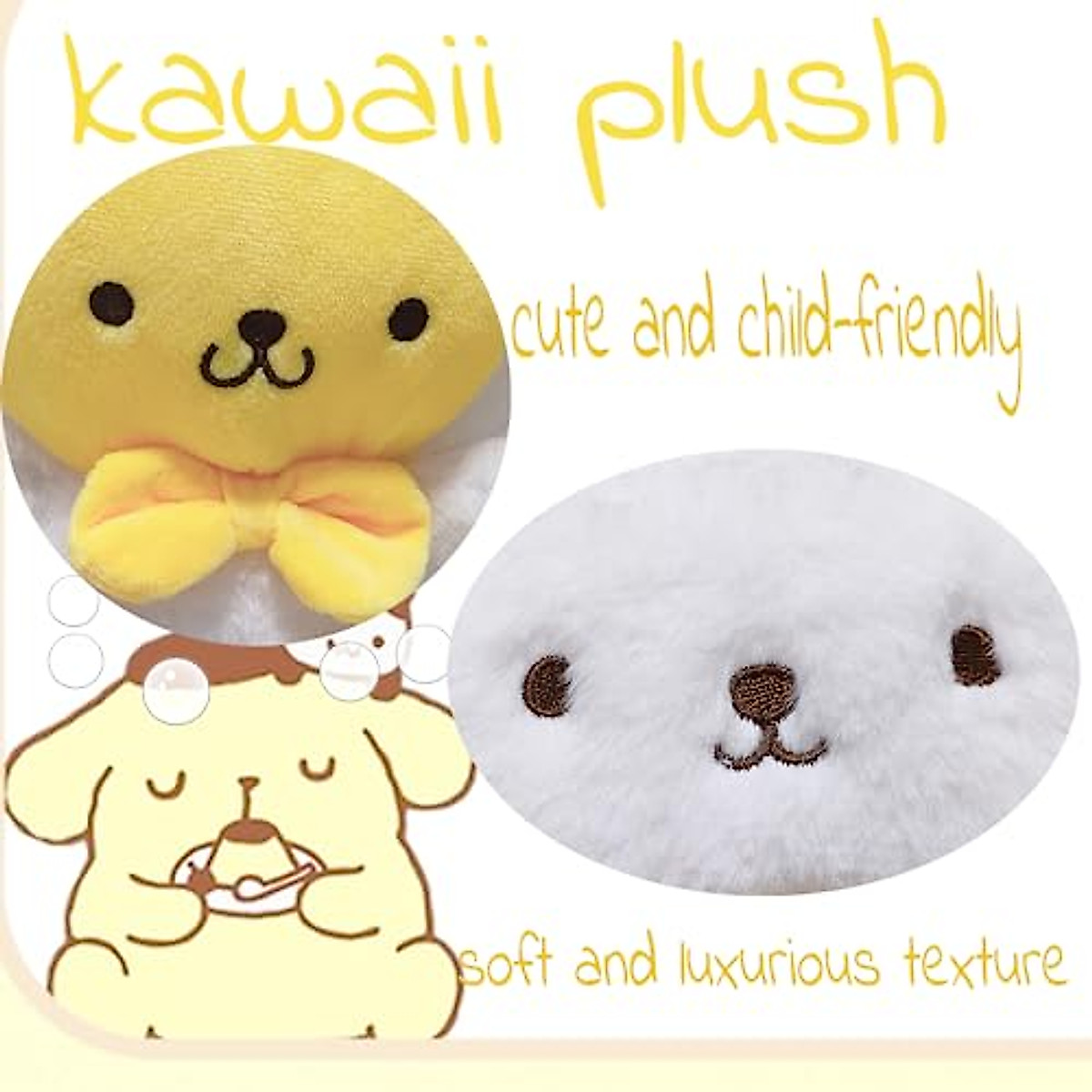 Pompompurin Plush Toy 8", Soft Kawaii Plush Doll, Cute Stuffed Animal Kurom Anime Plush Pillow, Cartoon Figure Toy Birthday Party Favors for Children Girls Fans Collection, Christmas, New Year, Yellow