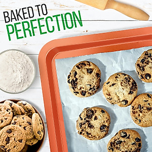 NutriChef 10-Piece Nonstick Oven Baking Pan Set - Premium Carbon Steel Bakeware w/Cookie Sheets, Loaf & Cupcake Pans, Perforated Crisper Pans, Round & Square Roasting Pans, Easy to Clean - Copper