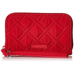 Vera Bradley Women's Microfiber Grab & Go Wristlet With RFID Protection, Cardinal Red, One Size