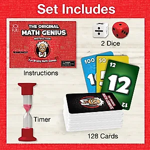 JOiFuli The Original Math Genius Card Game: STEM Educational Math Game Addition, Subtraction, Multiplication, Division, All Education Levels Ideal for Homeschooling, Classroom, and Group Learning