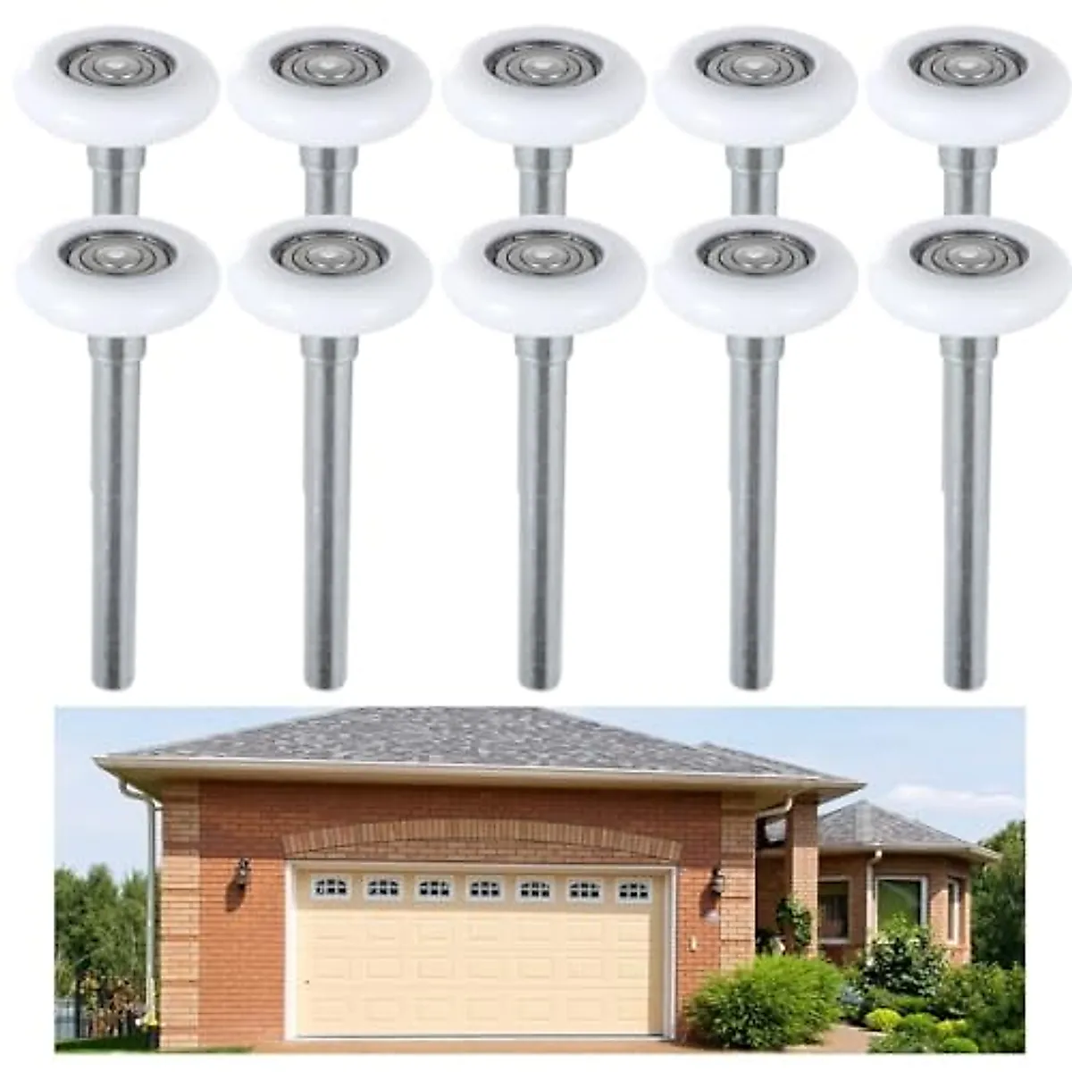 Homaisson 10 PCS 1.8'' Garage Door Rollers with 4.7-inch Stem, Quiet Garage Door Replaceable Wheel, Nylon Garage Roller Replacement, Door Roller for Garages, Barns, Warehouses