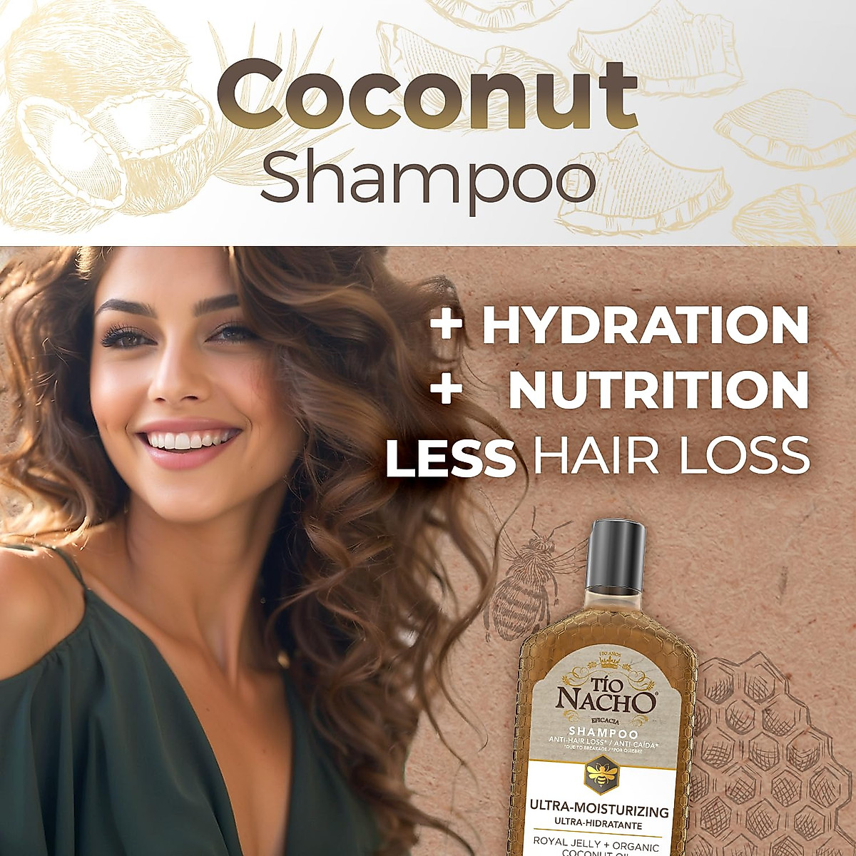 Tio Nacho Ultra Hydration Shampoo with Coconut Oil & Royal Jelly, Hydrating & Nourishing for Dry, Damaged Hair, Fights Frizz & Protects from Breakage, 14 Fluid Ounces