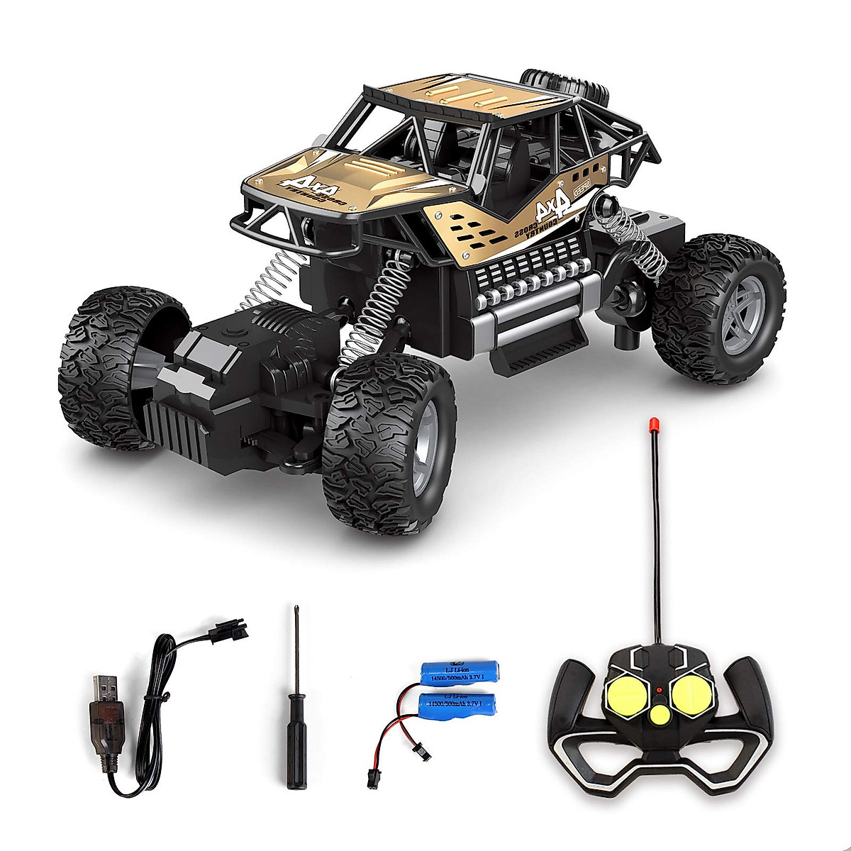 RC Cars, Remote Control Car, Scale Off Road Monster Trucks 25+ MPH Speed 2.4GHz All Terrain, 2 Rechargeable Batteries Toy Crawlers Vehicles for 6 7 8 9 10 11 12 Years Old Boys and Girls (Gd1)