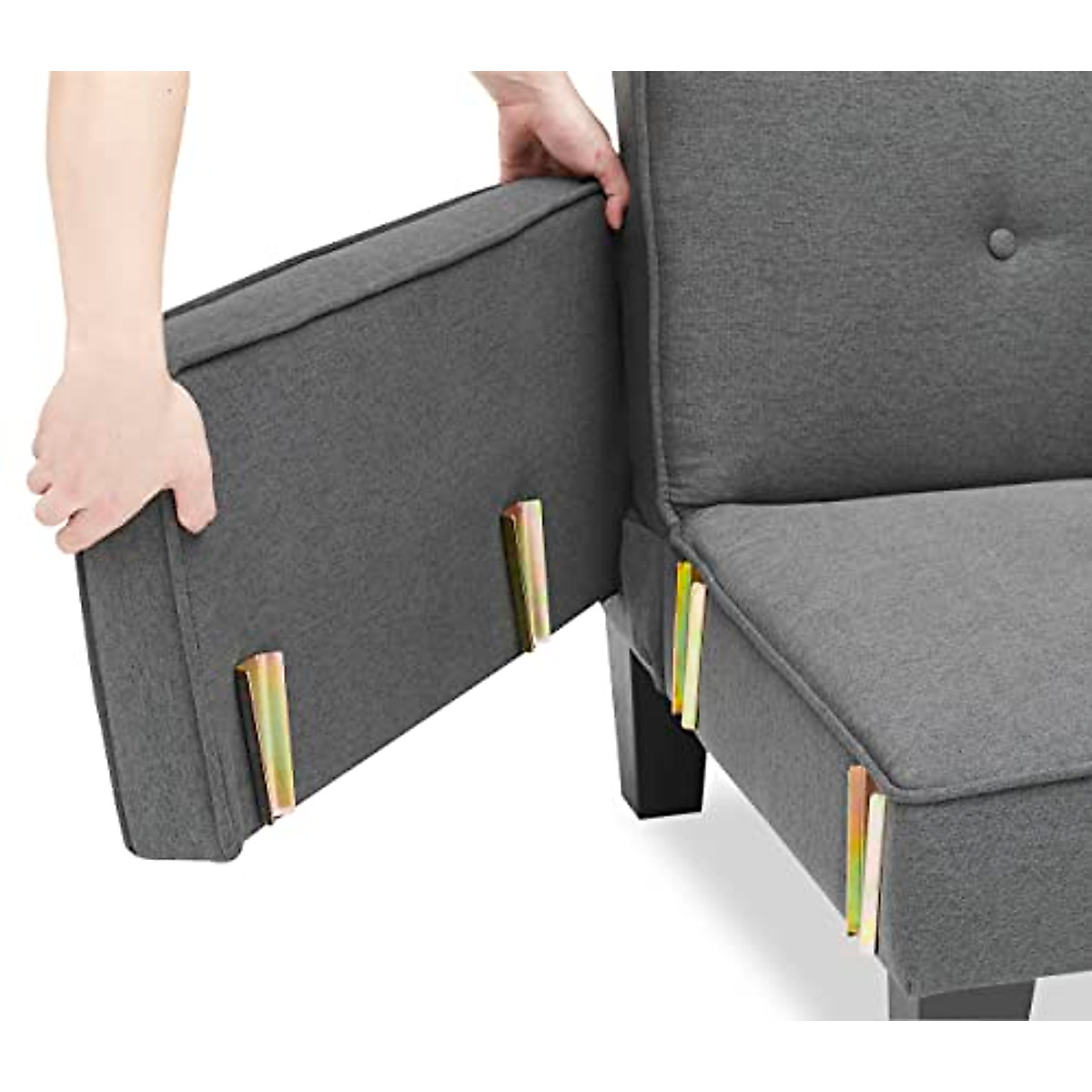 72" Modern Futon Sofa Loveseat Convertible Sleeper Couch Bed Daybed, Folding Recliner with Two Pillows, Cotton Linen 2-Seat Sofá & Couches for Living Room, Apartment, Limited Space Furniture Sets