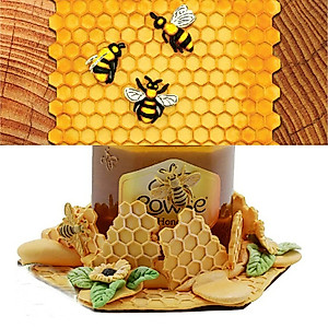 Amison Honeycomb Bees Silicone Fondant Cake Mold, 3Pcs 7 Cavity Bumble Bee Silicone Mold, Beehive Silicone Baking Molds, Silicone Cupcake Decorating Fondant Candy Baking Cake Moulds, Sugar Cube Mold