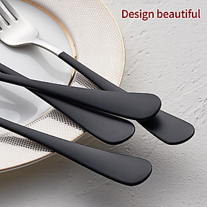 Onlycooker Black Dinner Fork, 18/0 Black handle Stainless Steel Satin Finish 8.1-inch Silverware Flatware Fork Set, Set of 24, Dishwasher Safe