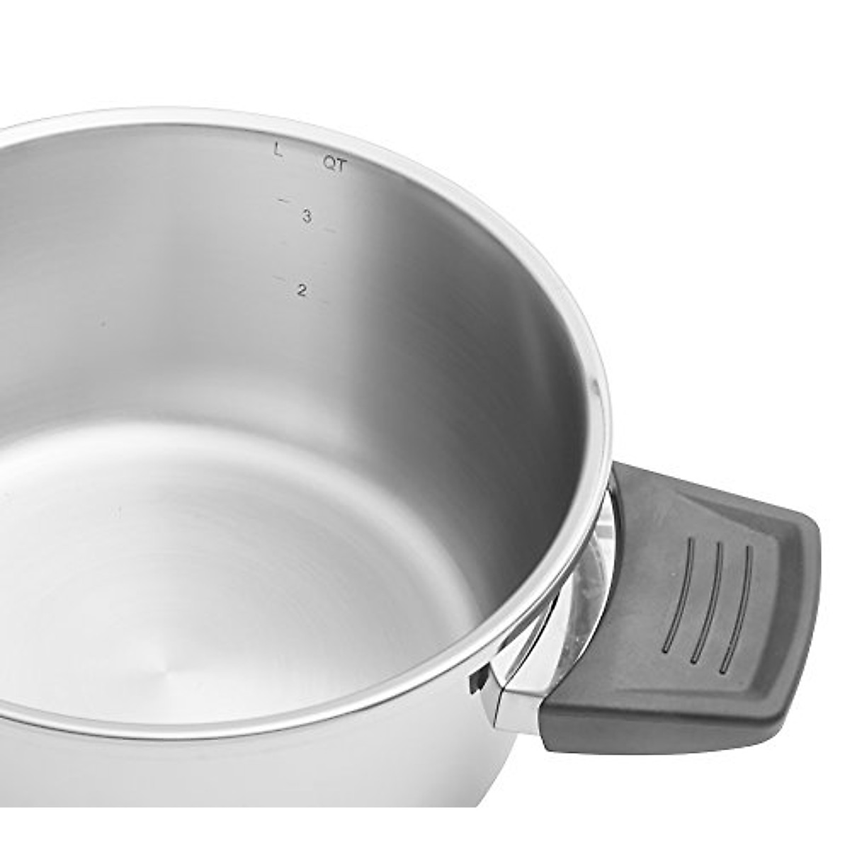 BergHOFF Essentials 18/10 Stainless Steel Set of 4pc Pressure Cooker Glass Cover 7.4 qt. & 4.2 qt. Silver Vita Stay-cool Handle Induction Cooktop Marked Measurement Quick-release