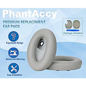 PhantAccy Replacement Ear Pads Cushions for Sony WH-1000XM4 Noise Canceling Headphones, with Soft-Touch Leather, Breathable Noise Isolation Memory Foam, Long-Lasting Comfort, Easy Installation (Gray)