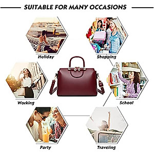 Purses and Handbags for Women Fashion Leather Top Handle Bag Ladies Satchel Shoulder Tote Messenger Work Bags (Red)