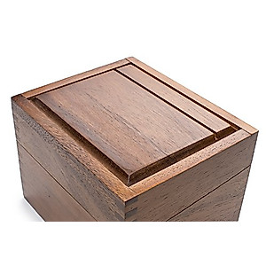 Ironwood Gourmet Acacia Wood Recipe Box with Divider Tabs, 2 Compartment, Single