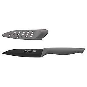 Berghoff Essentials Non-stick Blade Paring Knife 4" Grey Ergonomically Designed Handle PP Fitted Protective Sleeve Multifunctional Knife PP Soft-grip