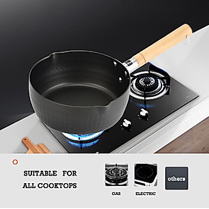 ICUUK Saucepan with lid, Hard-Anodized Non-Stick Aluminum, Small Sauce Pot - 2 Quart, Matte Black