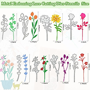 24 Pieces Flower Metal Cutting Dies Wildflowers Cutting Die Flower Leaves Embossing Stencils for Card Making Thanksgiving Christmas Craft Mold for Crafts Scrapbook Album Paper Card Decoration