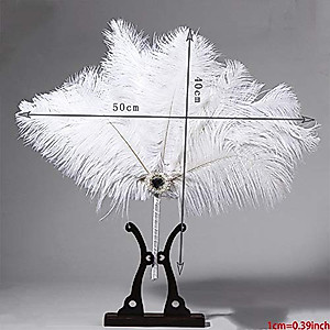 Feather Fan Bridal Bouquet Ostrich Marabou Handheld Crystal Flapper Accessories for Dance - CW