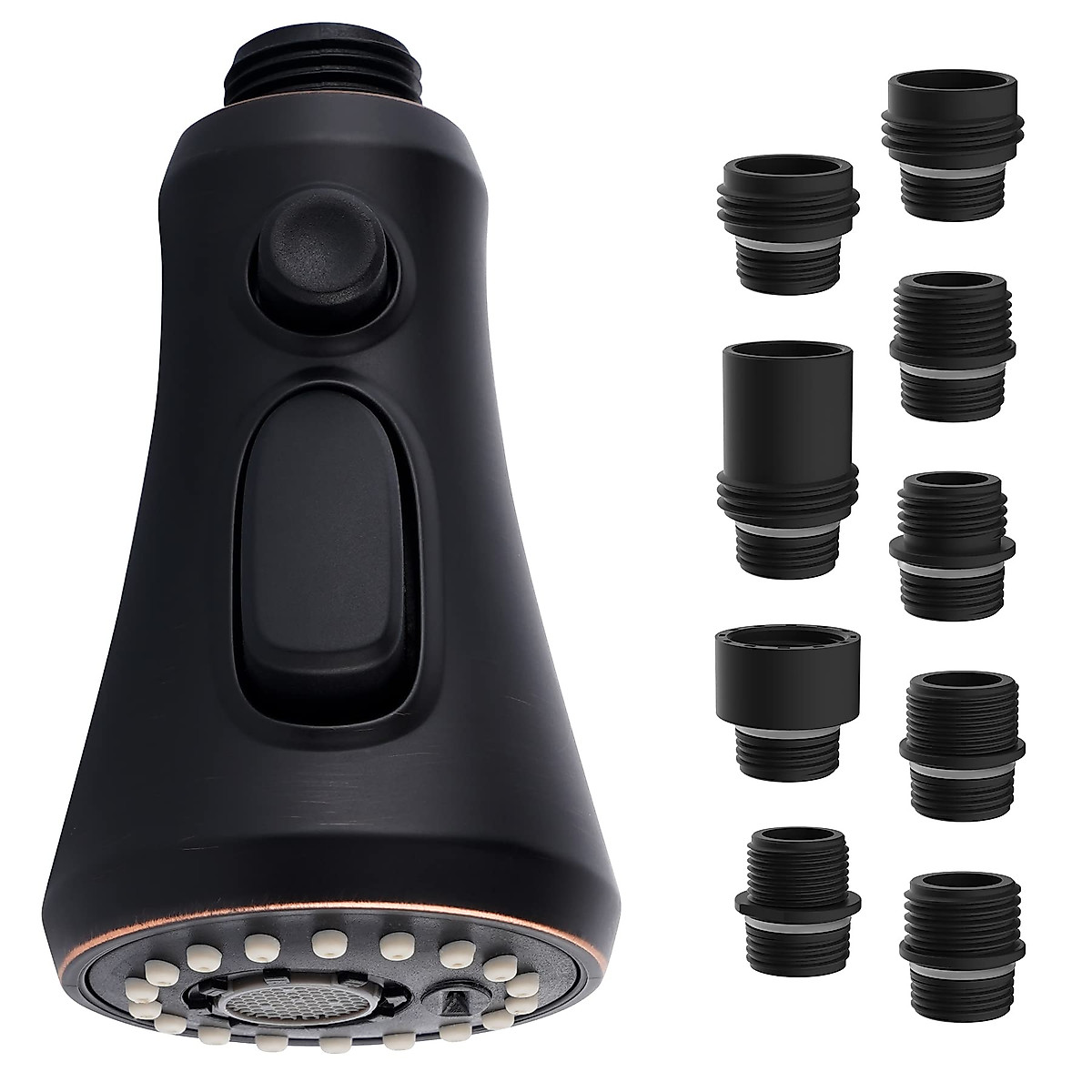 iFealClear Pull Down Kitchen Faucet Head Replacement, 3-Mode Faucet Head for Kitchen Sink, Faucet Sprayer Nozzle, 12 Adapters Compatible with Moen, American Standard, Delta Faucets, Oil Rubbed Bronze