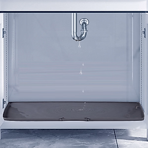 Silicone Under Sink Mat, 34'' x 22'' Kitchen Sink Liner Drip Tray, Waterproof Cabinet Sink Protector Mats with Unique Outfall for Kitchen Bathroom Leaks
