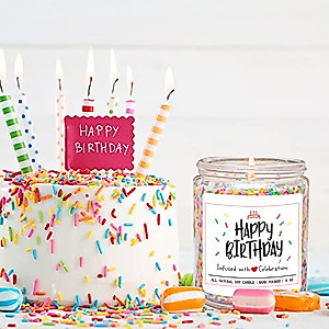 Homsolver Happy Birthday Candles Gifts for Women Men - Vanilla Birthday Cake Scent with Sprinkles Birthday Gifts for Women Men, Unique Best Friend Birthday Gifts Ideas, Happy Birthday Handmade Candles