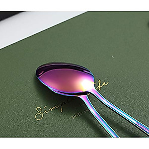 Rainbow Teaspoons, Kyraton 6 Pieces 6.7" Stainless Steel Tea Spoons With Colorful Titanium Plating, Ice Cream Spoons, Dessert Spoon, Coffee Spoon,Golden Teaspoon,Spoon Silverware Pack of 6