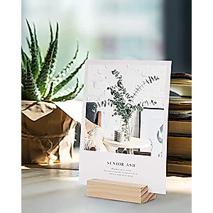 Aboofx 12 Pack Wood Place Card Holders Wood Table Number Stands Picture Holder Acrylic Sign Holders for Wedding Dinner Home Party Events Decoration