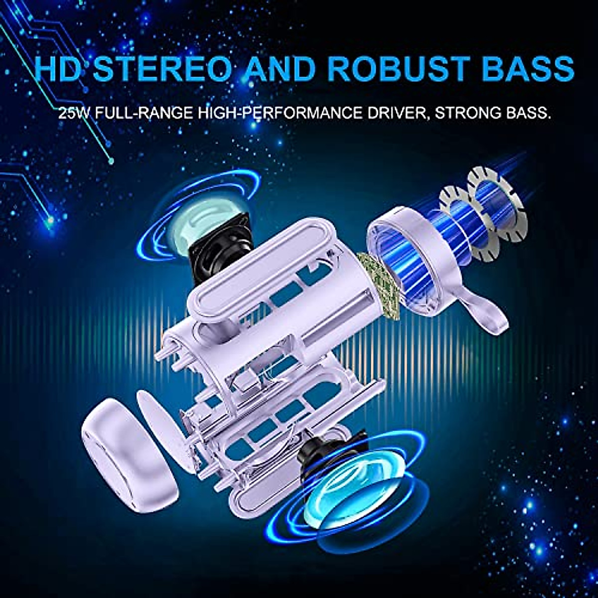 comiso Waterproof Bluetooth Speaker IPX7, 25W Wireless Portable Speakers Loud Sound Strong Bass Stereo Pairing 36 Hours Playtime, Bluetooth 5.0 Built in Mic for Calls Purple