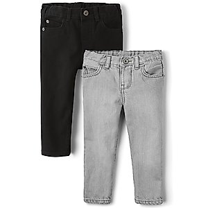 The Children's PlaceBaby Boysand Toddler Multipack Basic Skinny JeansBlack Wash/Dove Gray Wash 2-Pack6-9 Months